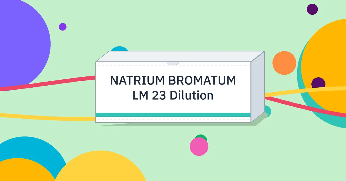 Symbolbild: Packung mit der Aufschrift NATRIUM BROMATUM LM 23 Dilution (PZN 12961348) – Verfügbarkeit und Bezug in Apotheken in Frankfurt am Main