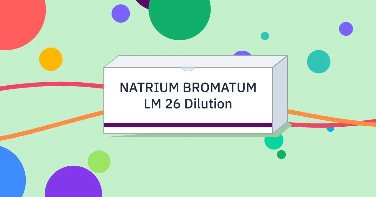 Symbolbild: Packung mit der Aufschrift NATRIUM BROMATUM LM 26 Dilution (PZN 12961377) – Verfügbarkeit und Bezug in Apotheken in Frankfurt am Main