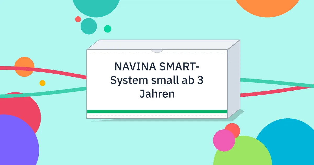 Symbolbild: Packung mit der Aufschrift NAVINA SMART-System small ab 3 Jahren (PZN 14261537) – Verfügbarkeit und Bezug in Apotheken in Frankfurt am Main