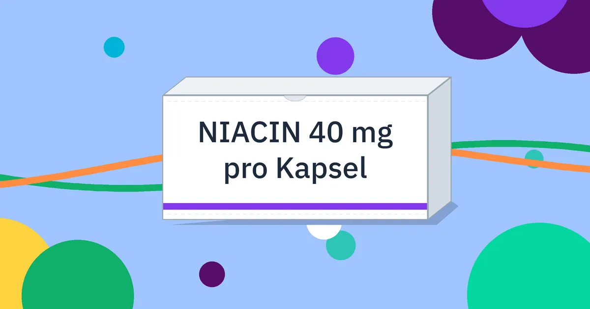 Symbolbild: Packung mit der Aufschrift NIACIN 40 mg pro Kapsel (PZN 13723993) – Verfügbarkeit und Bezug in Apotheken in Frankfurt am Main