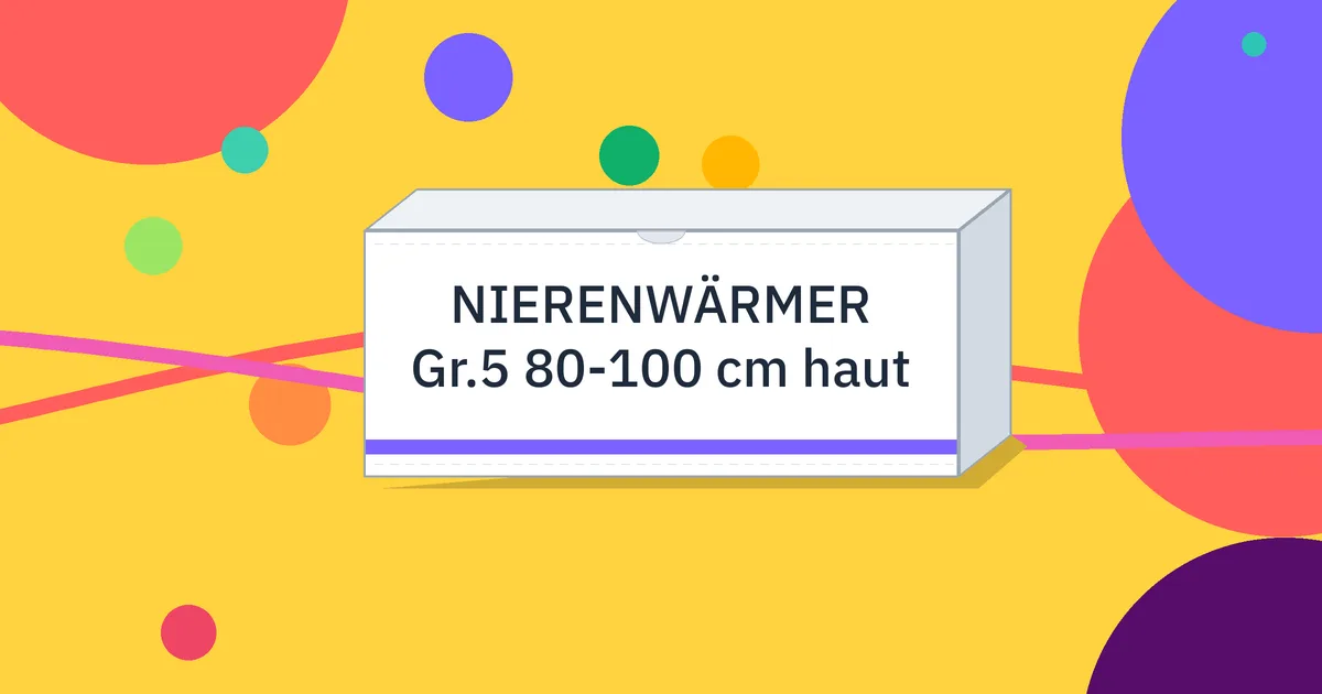 Symbolbild: Packung mit der Aufschrift NIERENWÄRMER Gr.5 80-100 cm haut (PZN 00608121) – Verfügbarkeit und Bezug in Apotheken in Frankfurt am Main