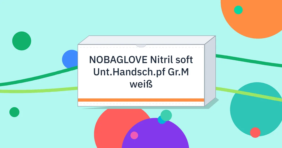 Symbolbild: Packung mit der Aufschrift NOBAGLOVE Nitril soft Unt.Handsch.pf Gr.M weiß (PZN 15624315) – Verfügbarkeit und Bezug in Apotheken in Frankfurt am Main