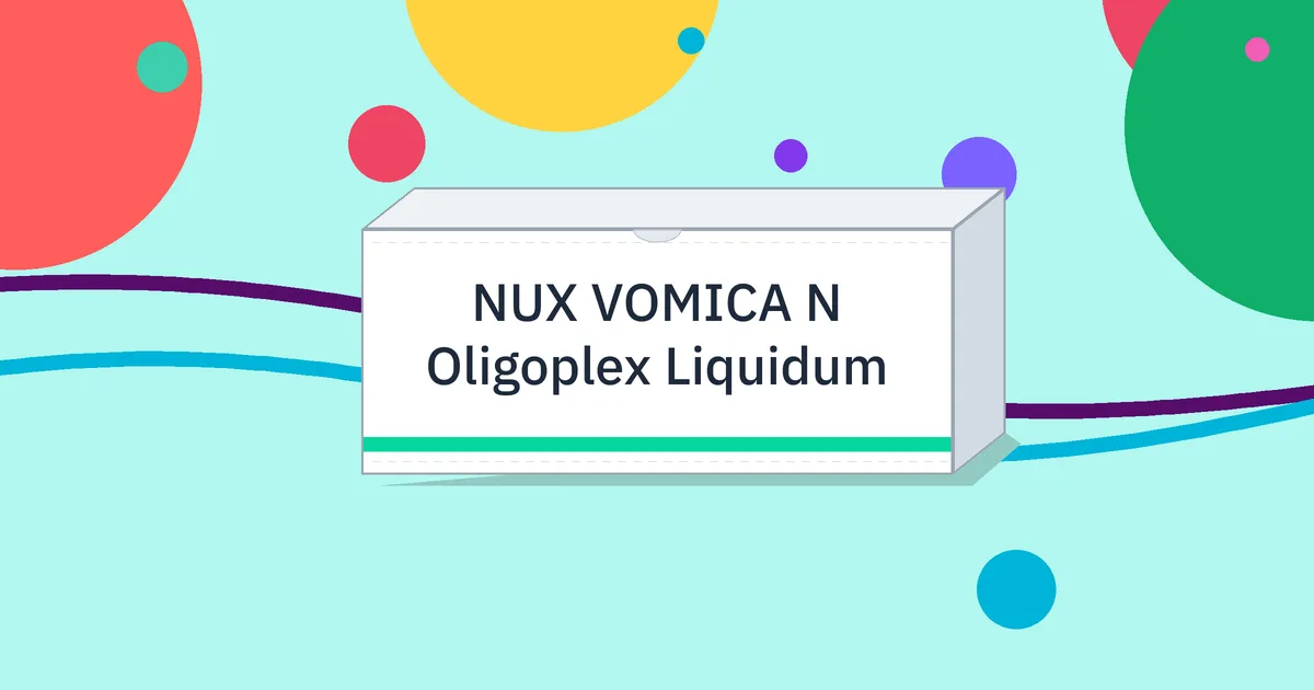 Symbolbild: Packung mit der Aufschrift NUX VOMICA N Oligoplex Liquidum (PZN 03709880) – Verfügbarkeit und Bezug in Apotheken in Frankfurt am Main