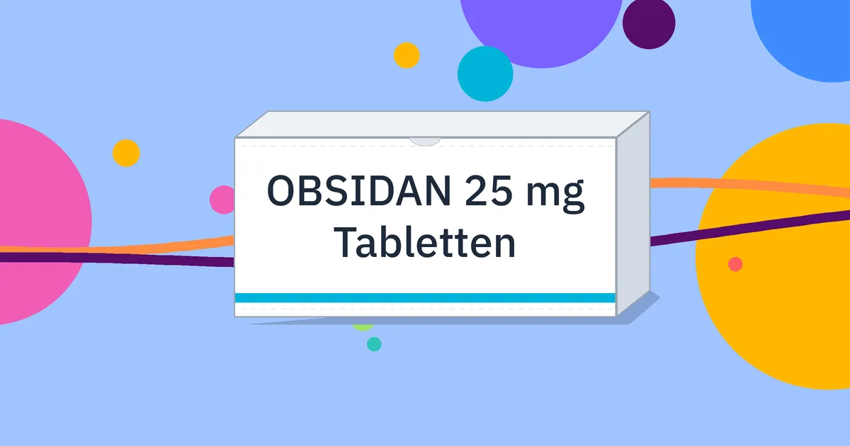 Symbolbild: Packung mit der Aufschrift OBSIDAN 25 mg Tabletten (PZN 04875161) – Verfügbarkeit und Bezug in Apotheken in Frankfurt am Main