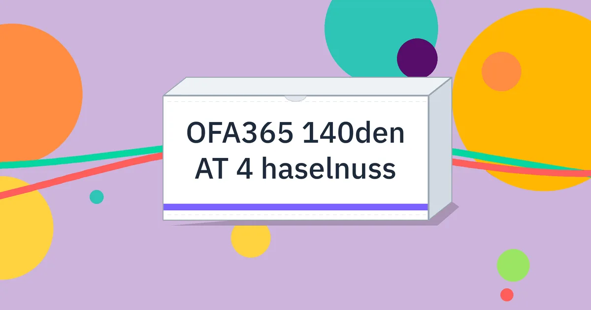 Symbolbild: Packung mit der Aufschrift OFA365 140den AT 4 haselnuss (PZN 16723321) – Verfügbarkeit und Bezug in Apotheken in Frankfurt am Main