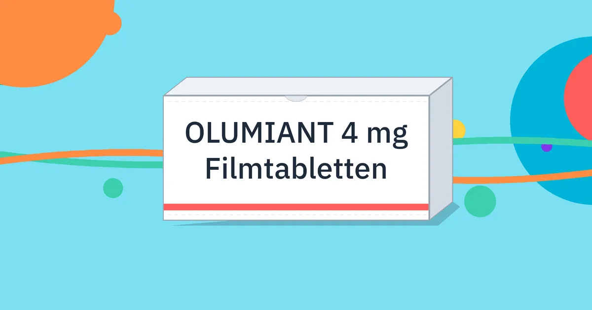 Symbolbild: Packung mit der Aufschrift OLUMIANT 4 mg Filmtabletten (PZN 14399164) – Verfügbarkeit und Bezug in Apotheken in Frankfurt am Main