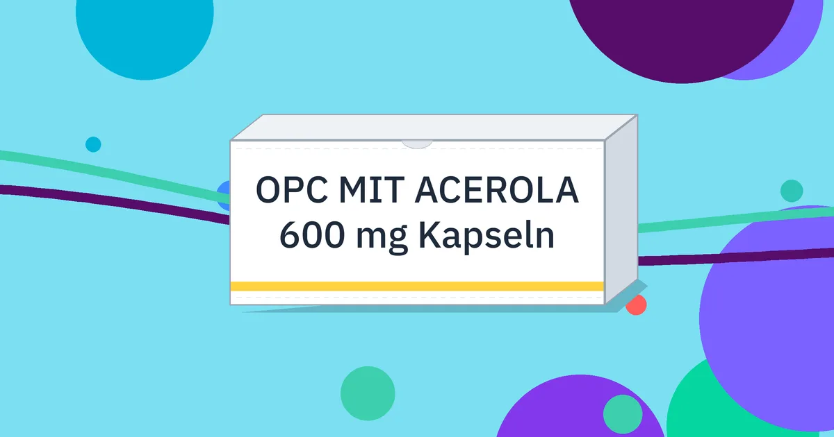Symbolbild: Packung mit der Aufschrift OPC MIT ACEROLA 600 mg Kapseln (PZN 16393993) – Verfügbarkeit und Bezug in Apotheken in Frankfurt am Main