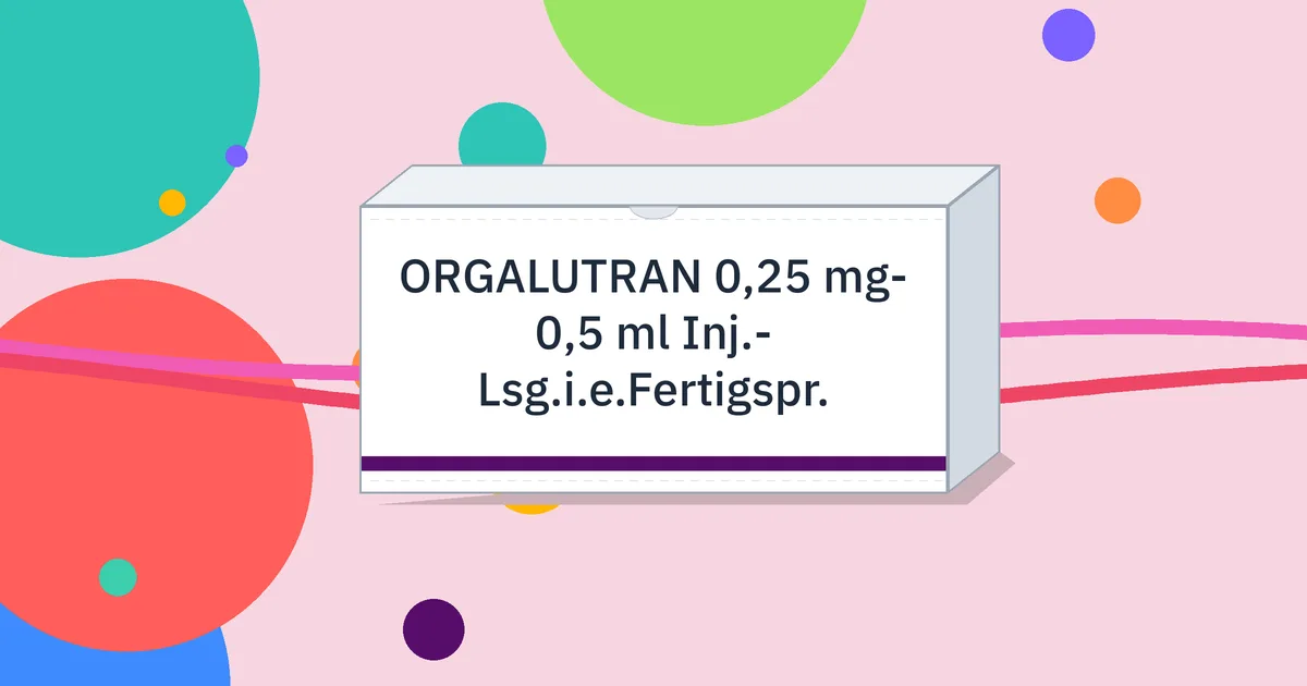 Symbolbild: Packung mit der Aufschrift ORGALUTRAN 0,25 mg-0,5 ml Inj.-Lsg.i.e.Fertigspr. (PZN 14399460) – Verfügbarkeit und Bezug in Apotheken in Frankfurt am Main