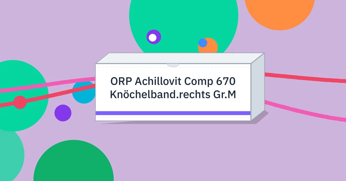 Symbolbild: Packung mit der Aufschrift ORP Achillovit Comp 670 Knöchelband.rechts Gr.M (PZN 09398820) – Verfügbarkeit und Bezug in Apotheken in Frankfurt am Main