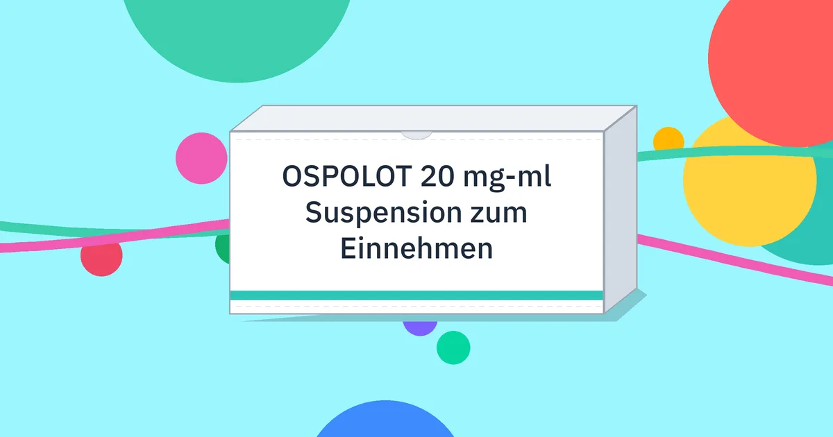 Symbolbild: Packung mit der Aufschrift OSPOLOT 20 mg-ml Suspension zum Einnehmen (PZN 15432188) – Verfügbarkeit und Bezug in Apotheken in Frankfurt am Main