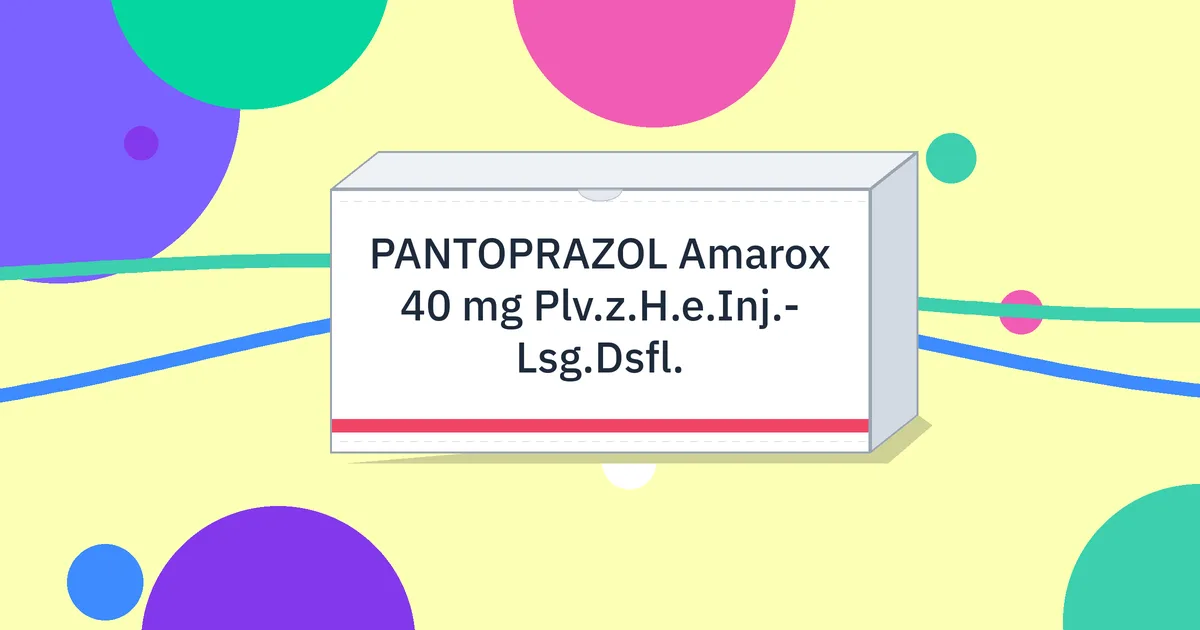 Symbolbild: Packung mit der Aufschrift PANTOPRAZOL Amarox 40 mg Plv.z.H.e.Inj.-Lsg.Dsfl. (PZN 18728280) – Verfügbarkeit und Bezug in Apotheken in Frankfurt am Main