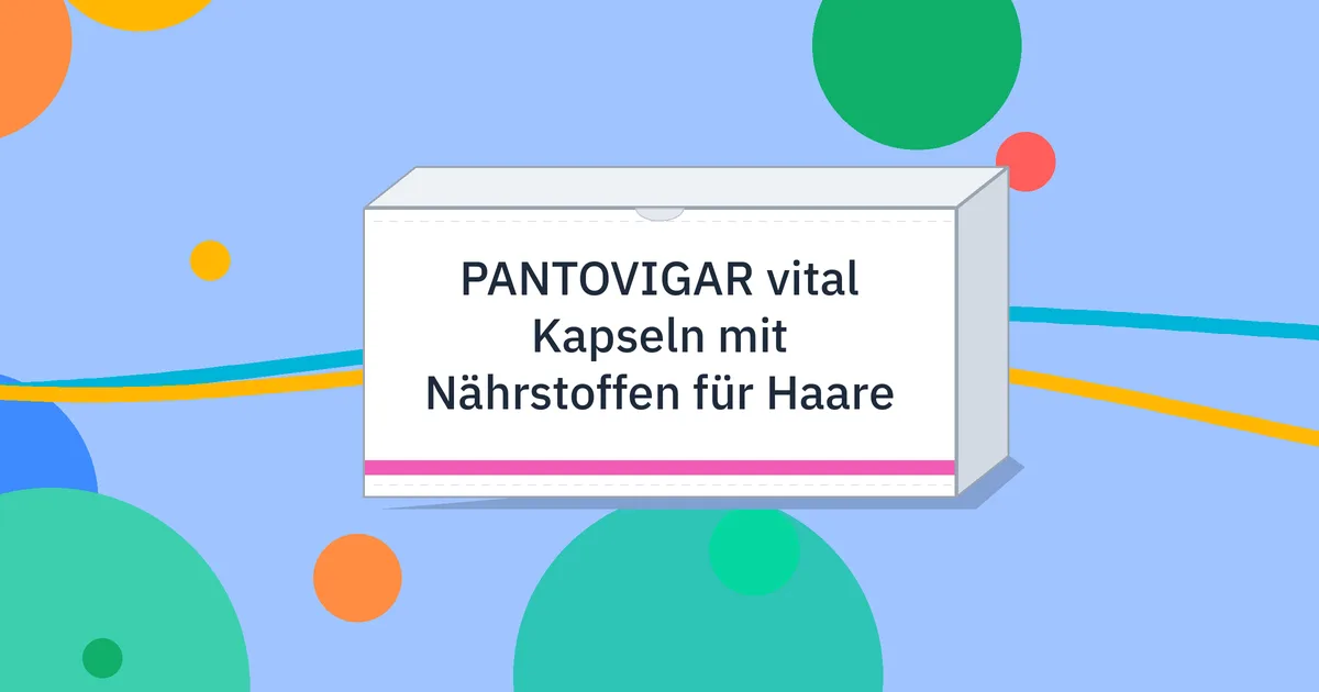 Symbolbild: Packung mit der Aufschrift PANTOVIGAR vital Kapseln mit Nährstoffen für Haare (PZN 19643775) – Verfügbarkeit und Bezug in Apotheken in Frankfurt am Main