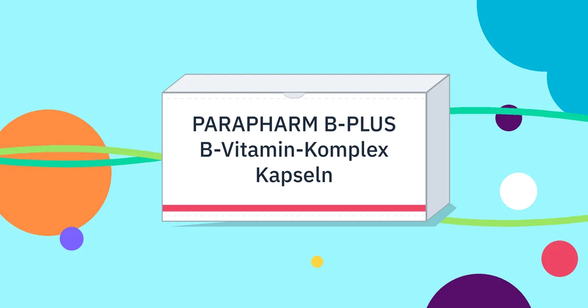 Symbolbild: Packung mit der Aufschrift PARAPHARM B-PLUS B-Vitamin-Komplex Kapseln (PZN 16363035) – Verfügbarkeit und Bezug in Apotheken in Frankfurt am Main