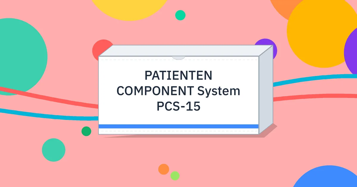 Symbolbild: Packung mit der Aufschrift PATIENTEN COMPONENT System PCS-15 (PZN 18601266) – Verfügbarkeit und Bezug in Apotheken in Frankfurt am Main