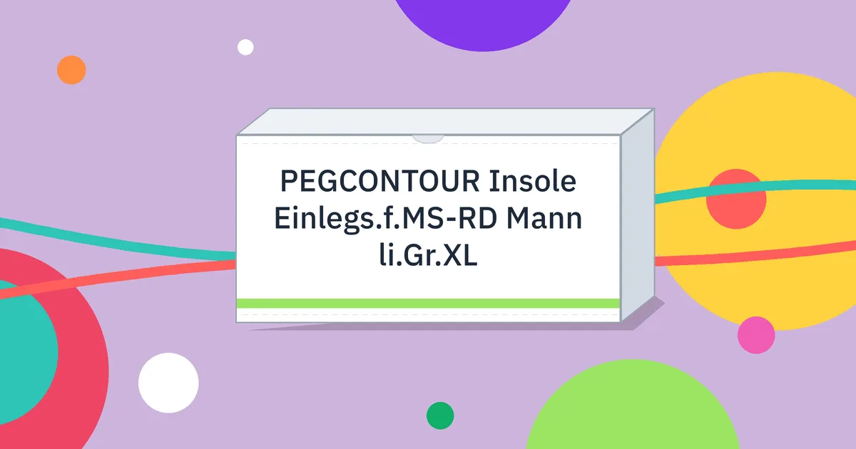 Symbolbild: Packung mit der Aufschrift PEGCONTOUR Insole Einlegs.f.MS-RD Mann li.Gr.XL (PZN 14256223) – Verfügbarkeit und Bezug in Apotheken in Frankfurt am Main