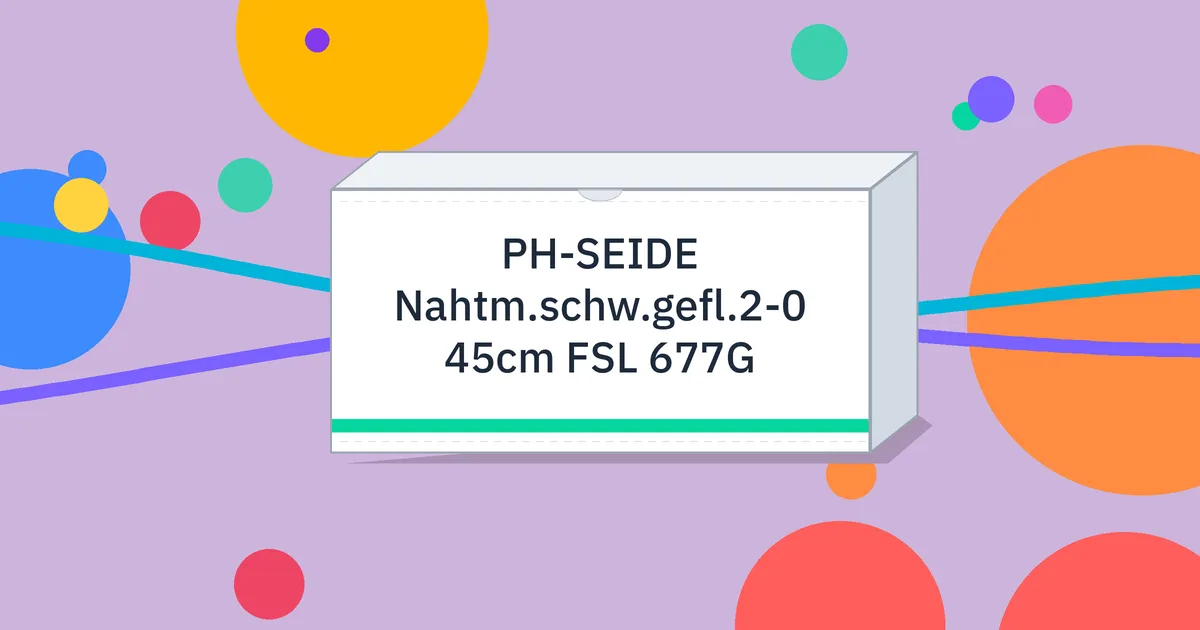 Symbolbild: Packung mit der Aufschrift PH-SEIDE Nahtm.schw.gefl.2-0 45cm FSL 677G (PZN 16806449) – Verfügbarkeit und Bezug in Apotheken in Frankfurt am Main