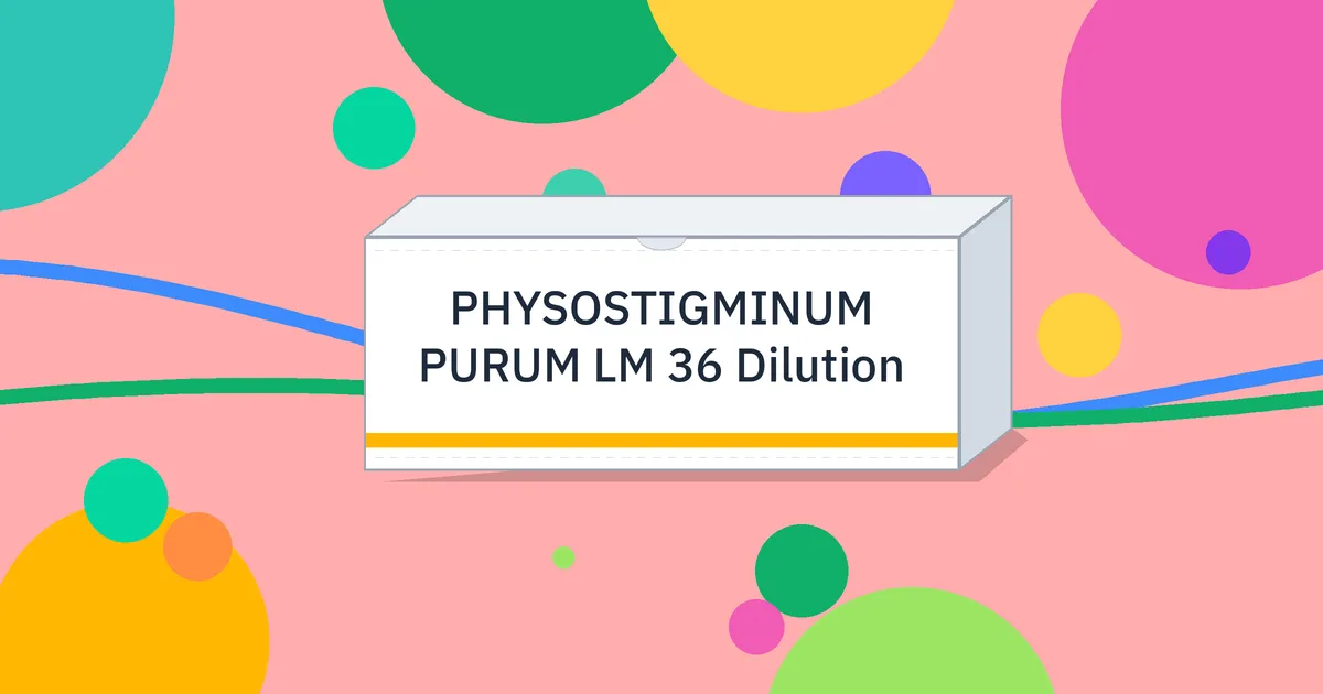 Symbolbild: Packung mit der Aufschrift PHYSOSTIGMINUM PURUM LM 36 Dilution (PZN 13036040) – Verfügbarkeit und Bezug in Apotheken in Frankfurt am Main