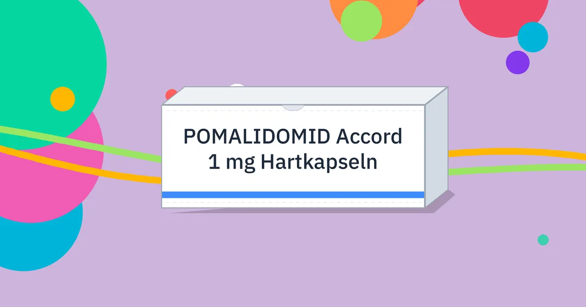 Symbolbild: Packung mit der Aufschrift POMALIDOMID Accord 1 mg Hartkapseln (PZN 19201712) – Verfügbarkeit und Bezug in Apotheken in Frankfurt am Main
