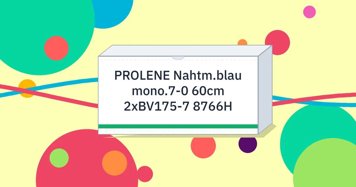 Symbolbild: Packung mit der Aufschrift PROLENE Nahtm.blau mono.7-0 60cm 2xBV175-7 8766H (PZN 20855502) – Verfügbarkeit und Bezug in Apotheken in Frankfurt am Main