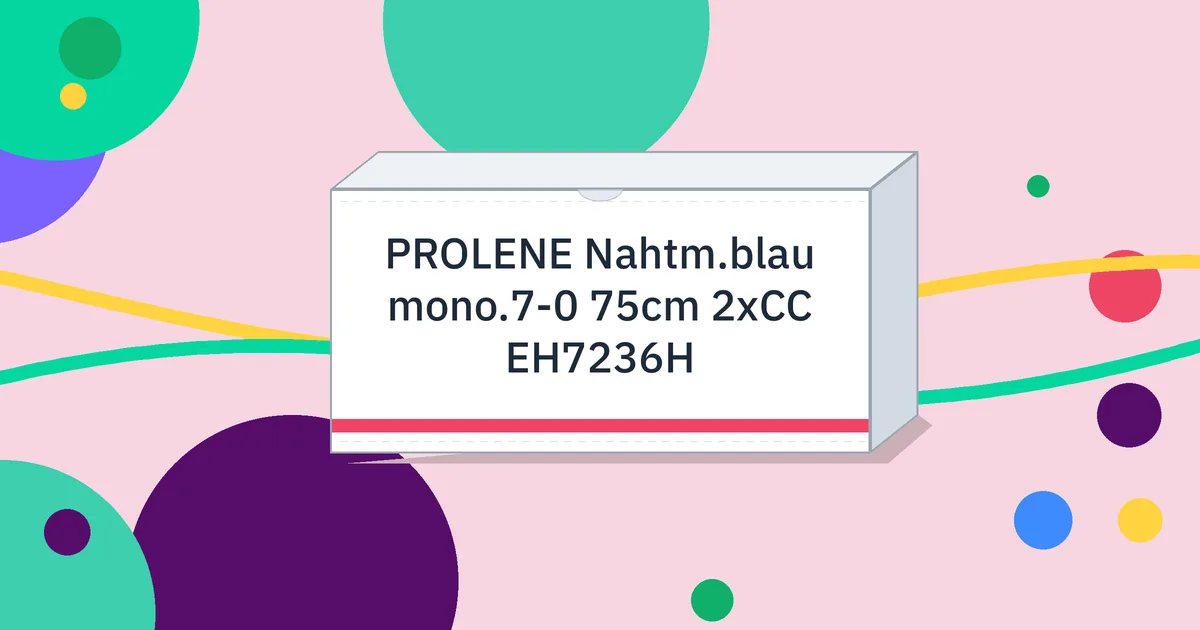 Symbolbild: Packung mit der Aufschrift PROLENE Nahtm.blau mono.7-0 75cm 2xCC EH7236H (PZN 20913493) – Verfügbarkeit und Bezug in Apotheken in Frankfurt am Main
