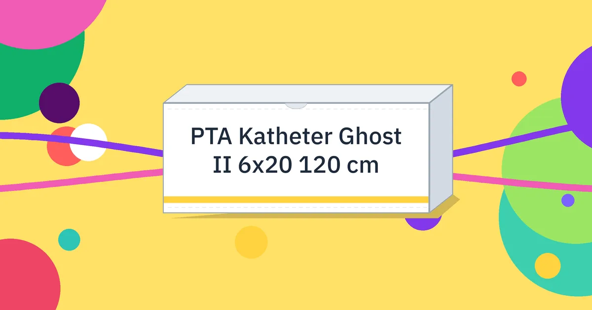 Symbolbild: Packung mit der Aufschrift PTA Katheter Ghost II 6x20 120 cm (PZN 00106856) – Verfügbarkeit und Bezug in Apotheken in Frankfurt am Main