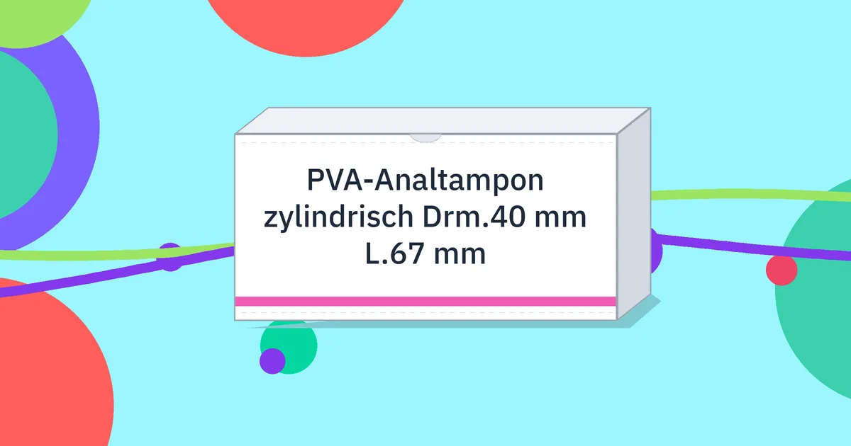 Symbolbild: Packung mit der Aufschrift PVA-Analtampon zylindrisch Drm.40 mm L.67 mm (PZN 12551745) – Verfügbarkeit und Bezug in Apotheken in Frankfurt am Main