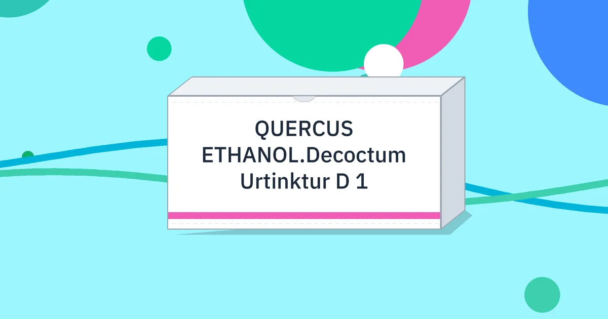 Symbolbild: Packung mit der Aufschrift QUERCUS ETHANOL.Decoctum Urtinktur D 1 (PZN 01629467) – Verfügbarkeit und Bezug in Apotheken in Frankfurt am Main