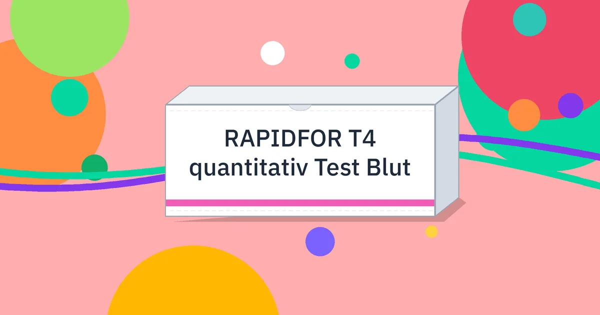 Symbolbild: Packung mit der Aufschrift RAPIDFOR T4 quantitativ Test Blut (PZN 19538340) – Verfügbarkeit und Bezug in Apotheken in Frankfurt am Main