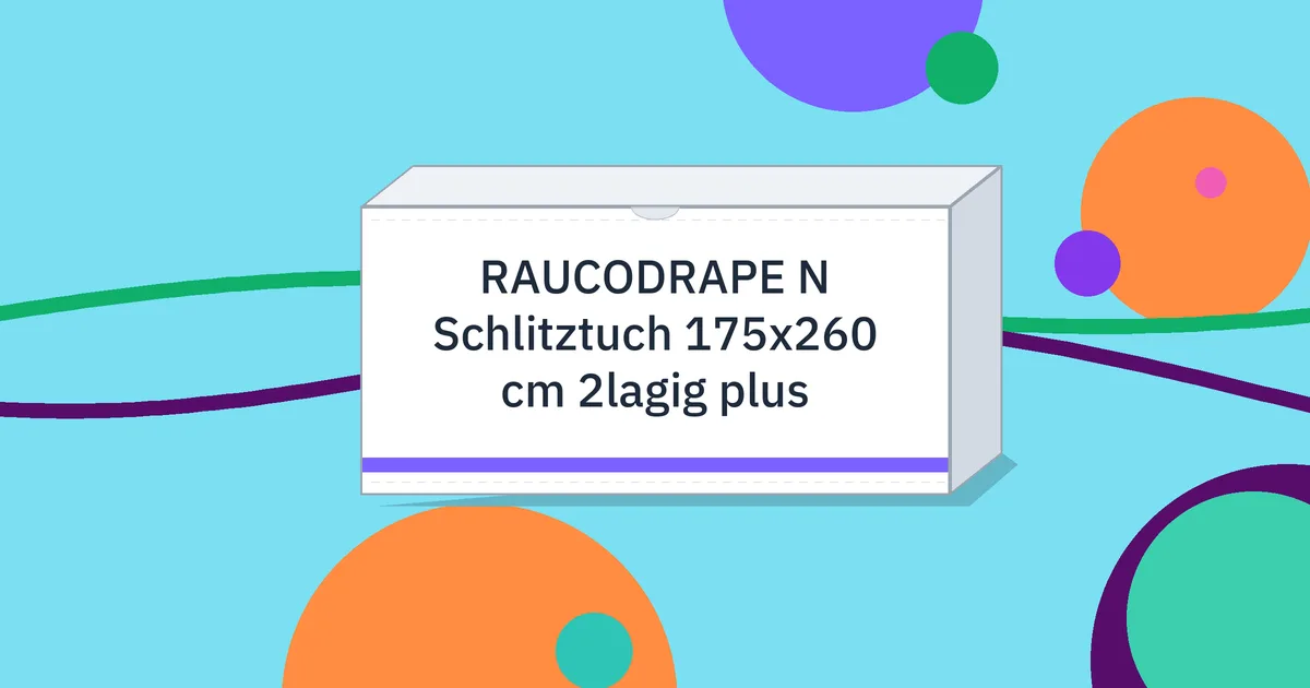 Symbolbild: Packung mit der Aufschrift RAUCODRAPE N Schlitztuch 175x260 cm 2lagig plus (PZN 06680444) – Verfügbarkeit und Bezug in Apotheken in Frankfurt am Main