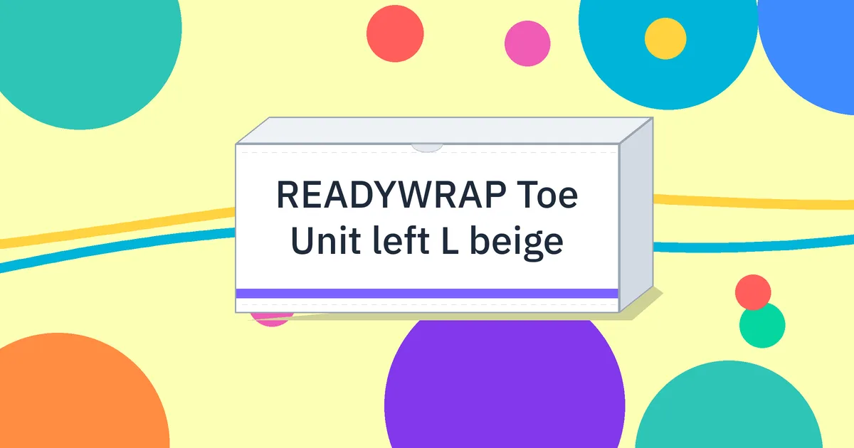 Symbolbild: Packung mit der Aufschrift READYWRAP Toe Unit left L beige (PZN 16566034) – Verfügbarkeit und Bezug in Apotheken in Frankfurt am Main