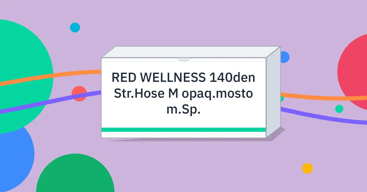 Symbolbild: Packung mit der Aufschrift RED WELLNESS 140den Str.Hose M opaq.mosto m.Sp. (PZN 16176250) – Verfügbarkeit und Bezug in Apotheken in Frankfurt am Main