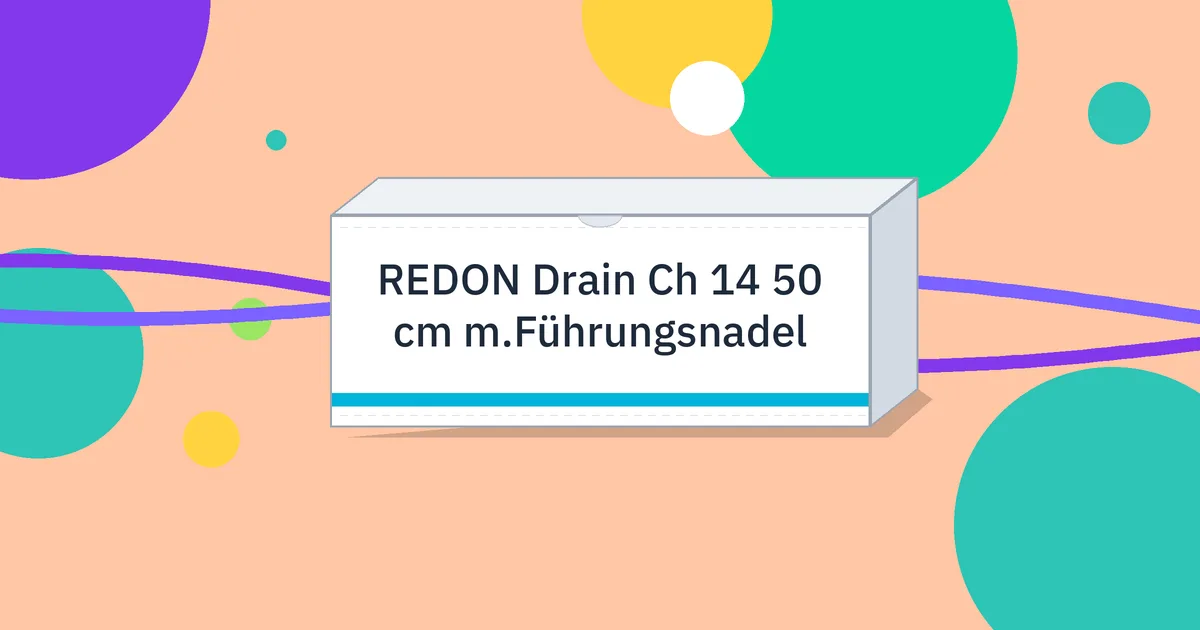 Symbolbild: Packung mit der Aufschrift REDON Drain Ch 14 50 cm m.Führungsnadel (PZN 03050375) – Verfügbarkeit und Bezug in Apotheken in Frankfurt am Main