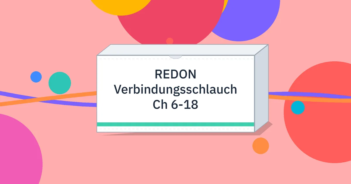 Symbolbild: Packung mit der Aufschrift REDON Verbindungsschlauch Ch 6-18 (PZN 06166606) – Verfügbarkeit und Bezug in Apotheken in Frankfurt am Main
