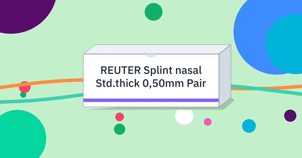 Symbolbild: Packung mit der Aufschrift REUTER Splint nasal Std.thick 0,50mm Pair (PZN 19297882) – Verfügbarkeit und Bezug in Apotheken in Frankfurt am Main