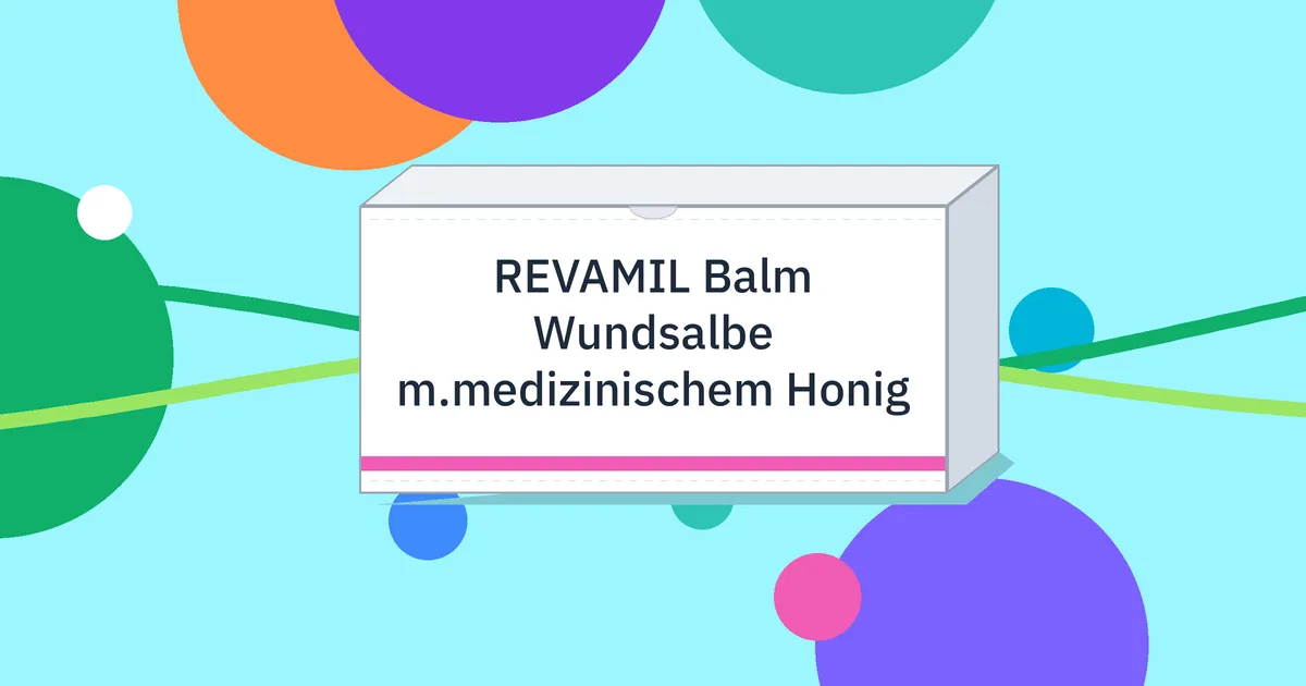 Symbolbild: Packung mit der Aufschrift REVAMIL Balm Wundsalbe m.medizinischem Honig (PZN 18038032) – Verfügbarkeit und Bezug in Apotheken in Frankfurt am Main