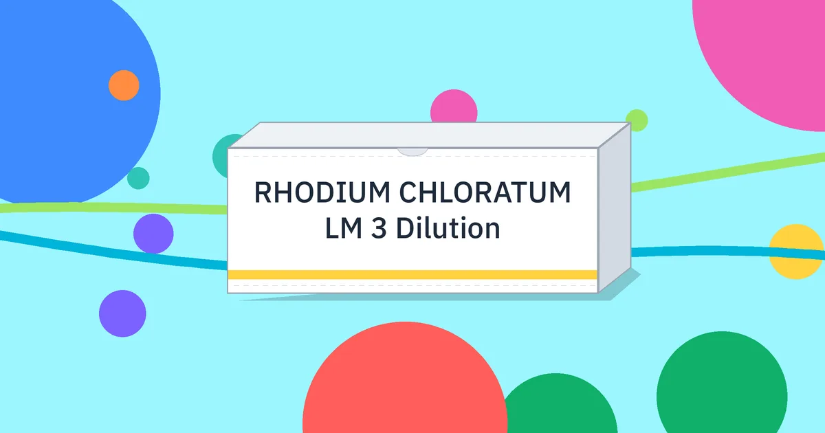 Symbolbild: Packung mit der Aufschrift RHODIUM CHLORATUM LM 3 Dilution (PZN 13049841) – Verfügbarkeit und Bezug in Apotheken in Frankfurt am Main