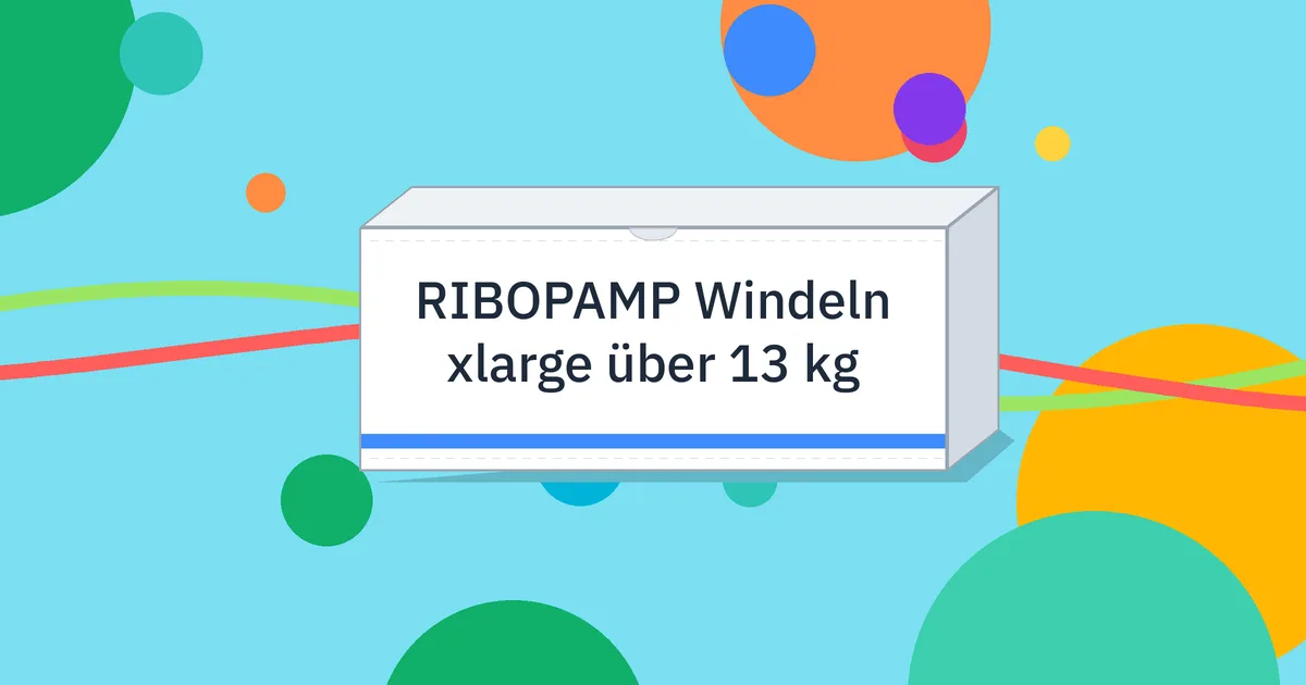 Symbolbild: Packung mit der Aufschrift RIBOPAMP Windeln xlarge über 13 kg (PZN 04774425) – Verfügbarkeit und Bezug in Apotheken in Frankfurt am Main