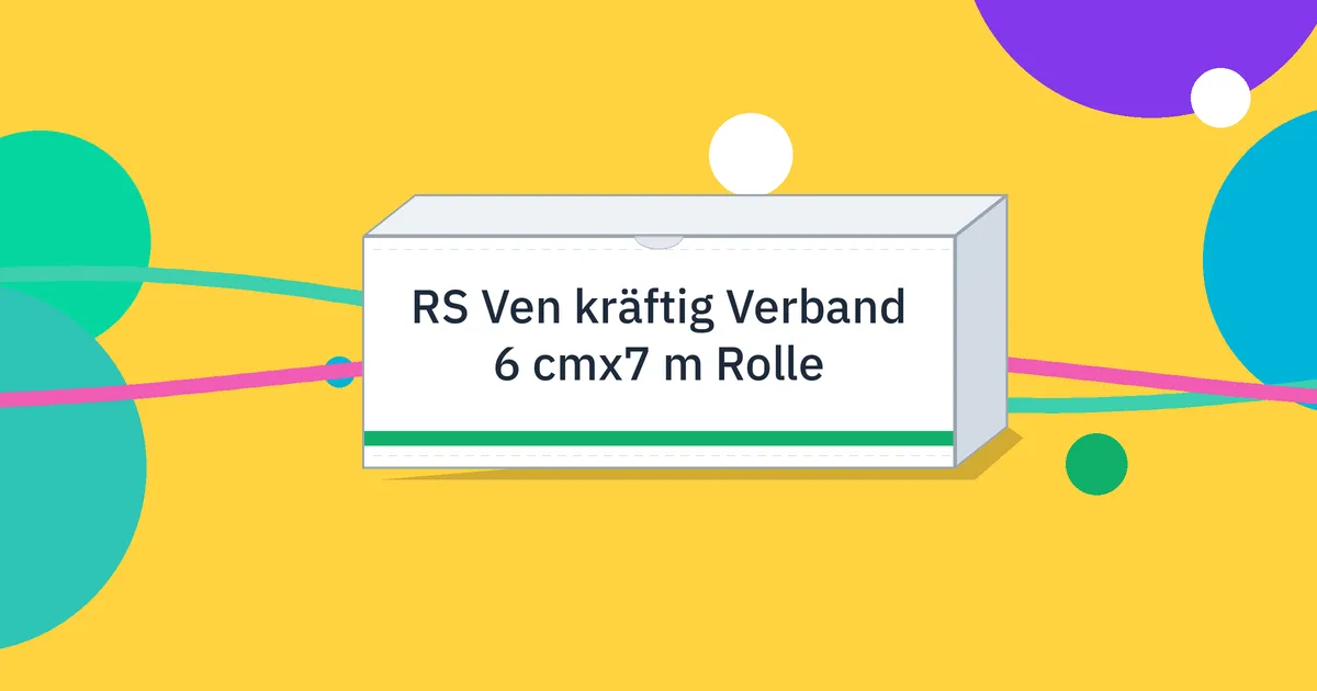 Symbolbild: Packung mit der Aufschrift RS Ven kräftig Verband 6 cmx7 m Rolle (PZN 00900554) – Verfügbarkeit und Bezug in Apotheken in Frankfurt am Main