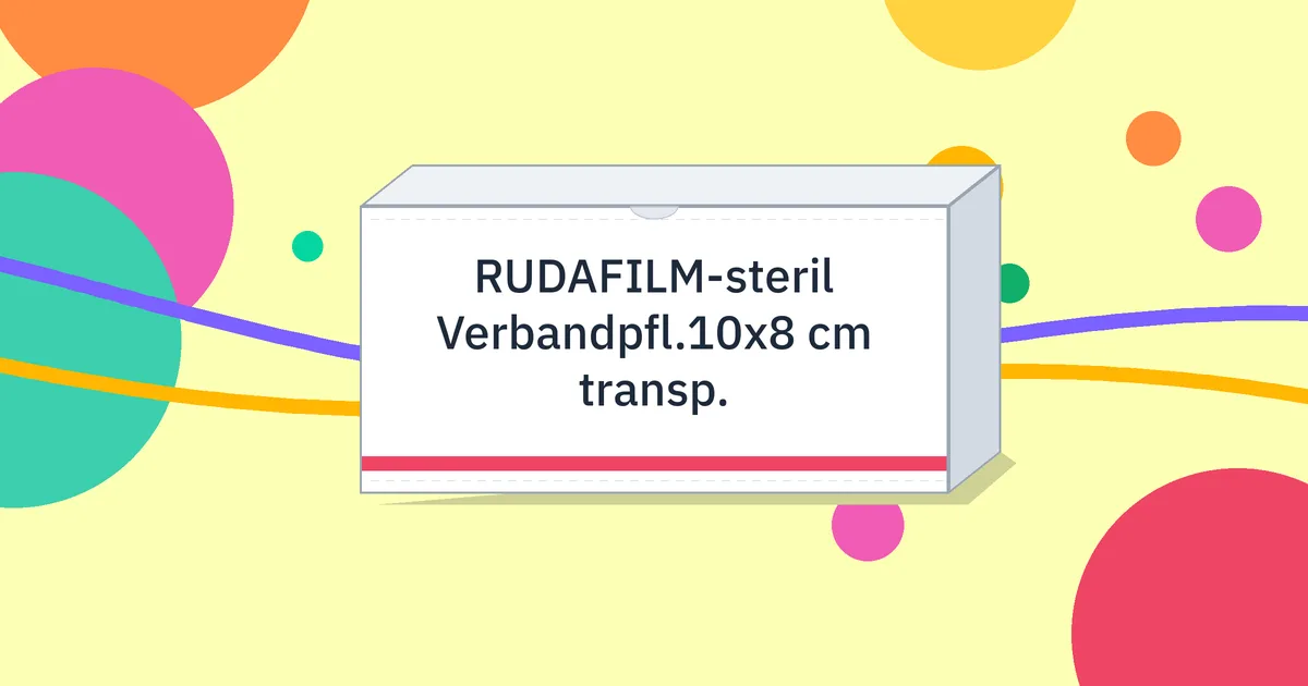 Symbolbild: Packung mit der Aufschrift RUDAFILM-steril Verbandpfl.10x8 cm transp. (PZN 07742420) – Verfügbarkeit und Bezug in Apotheken in Frankfurt am Main