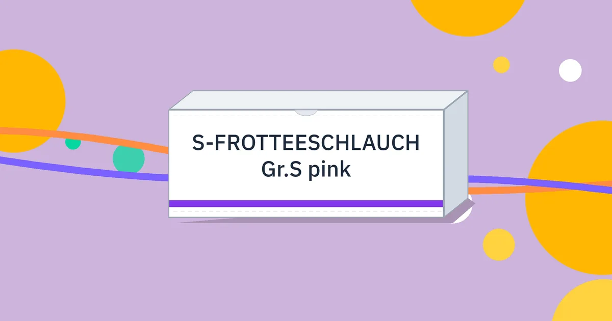 Symbolbild: Packung mit der Aufschrift S-FROTTEESCHLAUCH Gr.S pink (PZN 18172374) – Verfügbarkeit und Bezug in Apotheken in Frankfurt am Main
