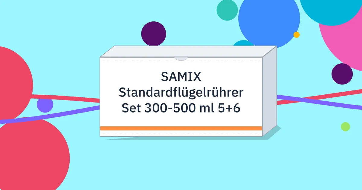 Symbolbild: Packung mit der Aufschrift SAMIX Standardflügelrührer Set 300-500 ml 5+6 (PZN 11481103) – Verfügbarkeit und Bezug in Apotheken in Frankfurt am Main