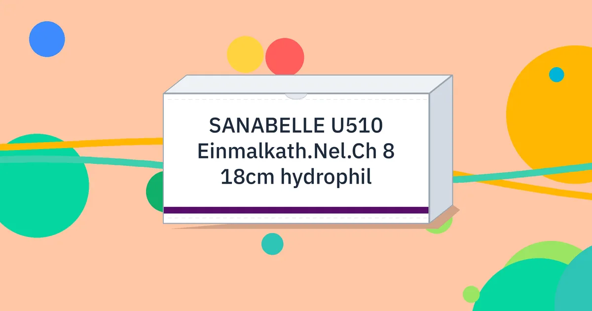 Symbolbild: Packung mit der Aufschrift SANABELLE U510 Einmalkath.Nel.Ch 8 18cm hydrophil (PZN 13723711) – Verfügbarkeit und Bezug in Apotheken in Frankfurt am Main