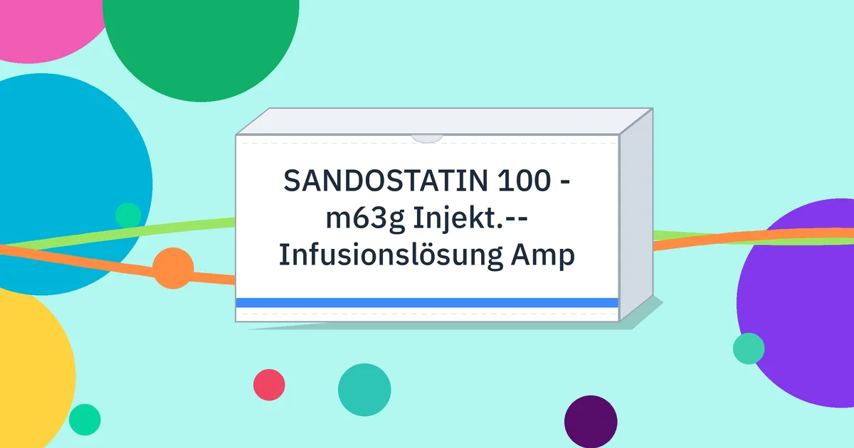 Symbolbild: Packung mit der Aufschrift SANDOSTATIN 100 -m63g Injekt.--Infusionslösung Amp (PZN 14237823) – Verfügbarkeit und Bezug in Apotheken in Frankfurt am Main