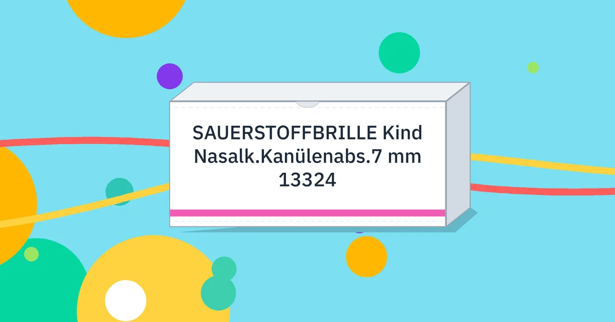 Symbolbild: Packung mit der Aufschrift SAUERSTOFFBRILLE Kind Nasalk.Kanülenabs.7 mm 13324 (PZN 20344084) – Verfügbarkeit und Bezug in Apotheken in Frankfurt am Main