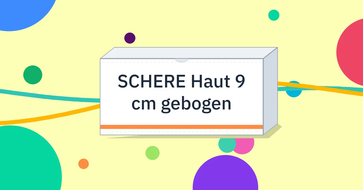 Symbolbild: Packung mit der Aufschrift SCHERE Haut 9 cm gebogen (PZN 01735703) – Verfügbarkeit und Bezug in Apotheken in Frankfurt am Main