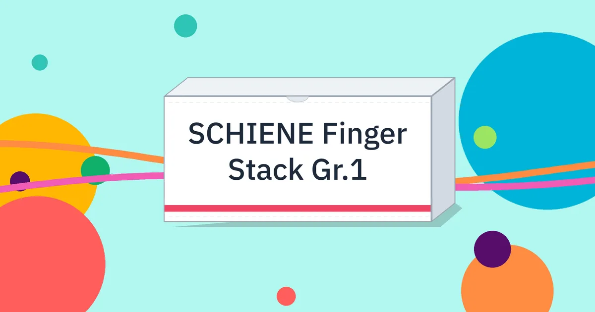 Symbolbild: Packung mit der Aufschrift SCHIENE Finger Stack Gr.1 (PZN 02009123) – Verfügbarkeit und Bezug in Apotheken in Frankfurt am Main