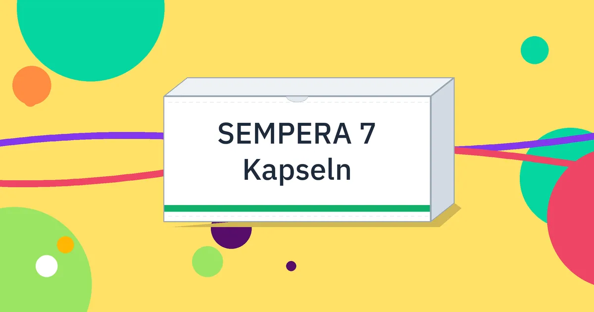Symbolbild: Packung mit der Aufschrift SEMPERA 7 Kapseln (PZN 01265835) – Verfügbarkeit und Bezug in Apotheken in Frankfurt am Main