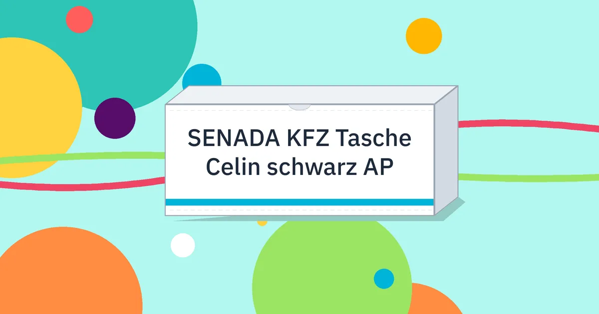 Symbolbild: Packung mit der Aufschrift SENADA KFZ Tasche Celin schwarz AP (PZN 07227043) – Verfügbarkeit und Bezug in Apotheken in Frankfurt am Main