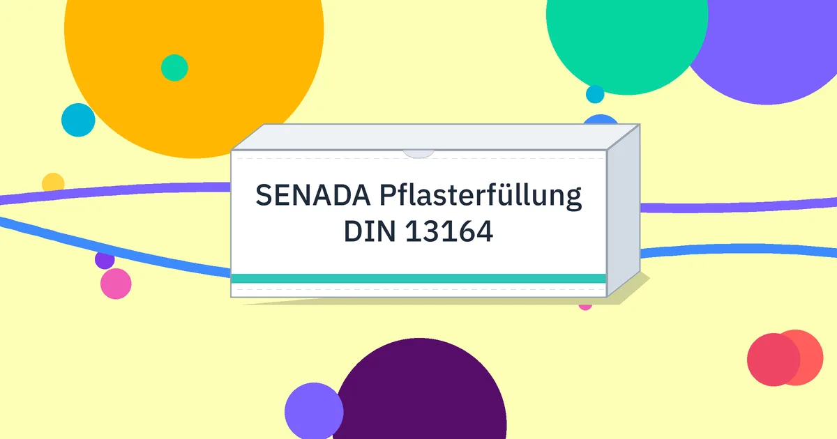 Symbolbild: Packung mit der Aufschrift SENADA Pflasterfüllung DIN 13164 (PZN 10117849) – Verfügbarkeit und Bezug in Apotheken in Frankfurt am Main