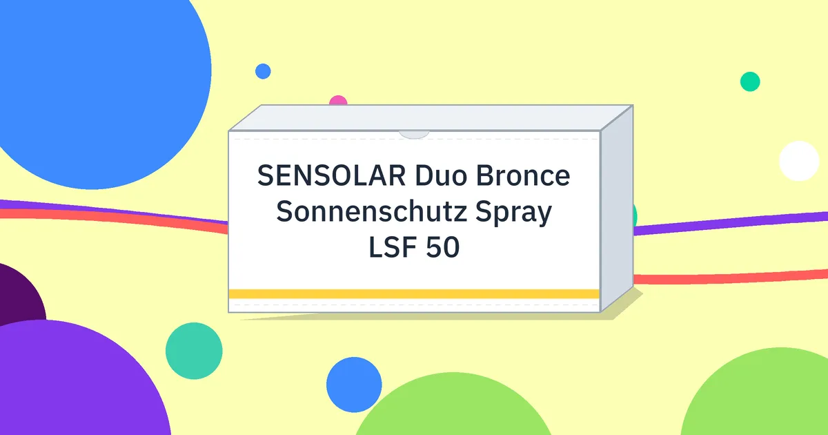 Symbolbild: Packung mit der Aufschrift SENSOLAR Duo Bronce Sonnenschutz Spray LSF 50 (PZN 18677619) – Verfügbarkeit und Bezug in Apotheken in Frankfurt am Main
